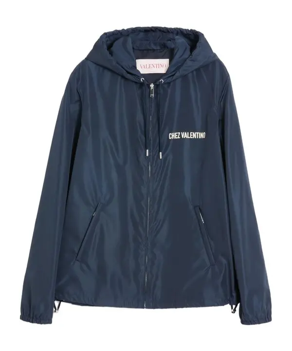 Valentino Garavani Chez Printed Hooded Jacket - Blue/ivory