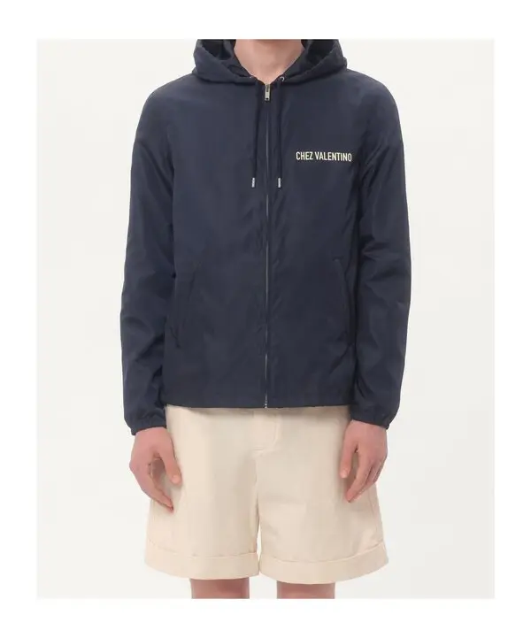 Valentino Garavani Chez Printed Hooded Jacket - Blue/ivory
