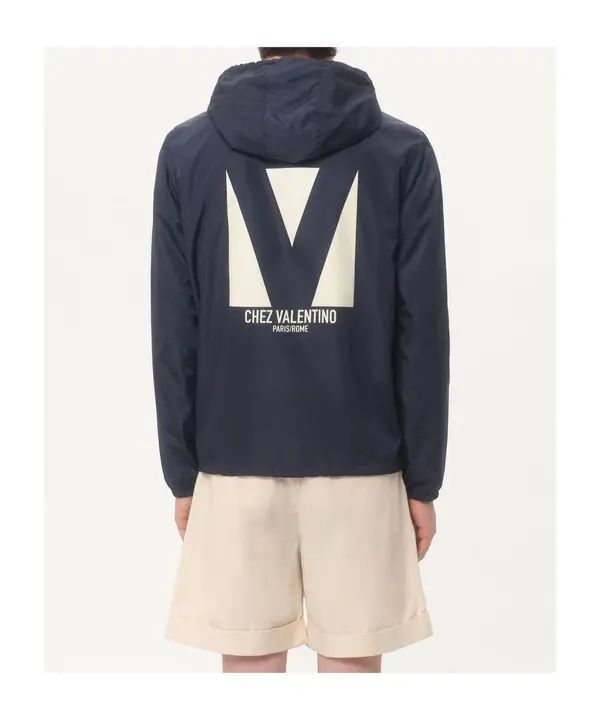 Valentino Garavani Chez Printed Hooded Jacket - Blue/ivory
