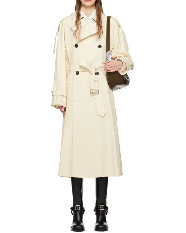 Burberry Double-breasted Belted Trench Coat - White