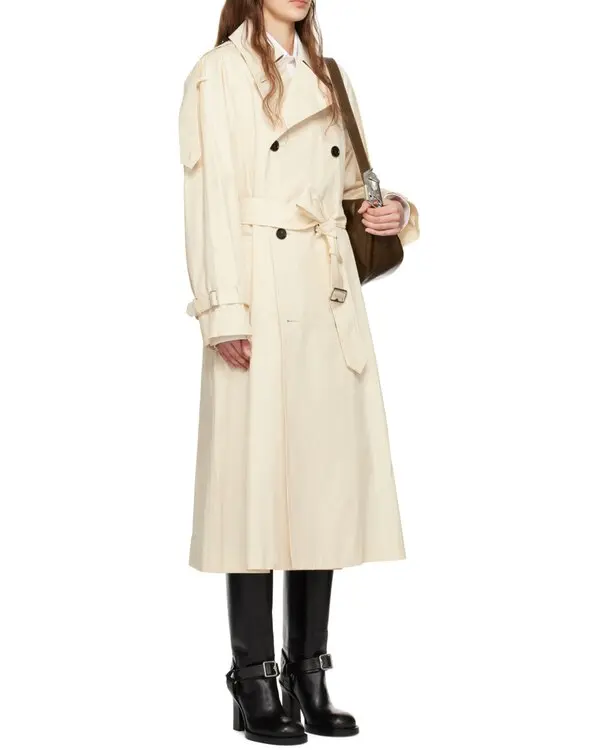 Burberry Double-breasted Belted Trench Coat - White