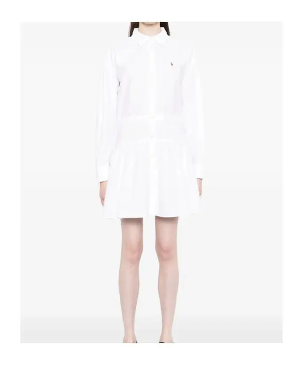 Ralph Lauren Buttoned Shirt Dress With Gathered Hem