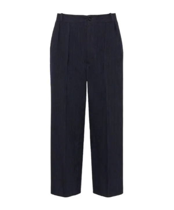 MAISON MARGIELA Pinstripe Wool Trousers - Blue