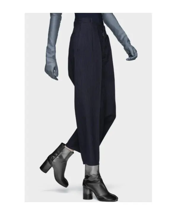 MAISON MARGIELA Pinstripe Wool Trousers - Blue