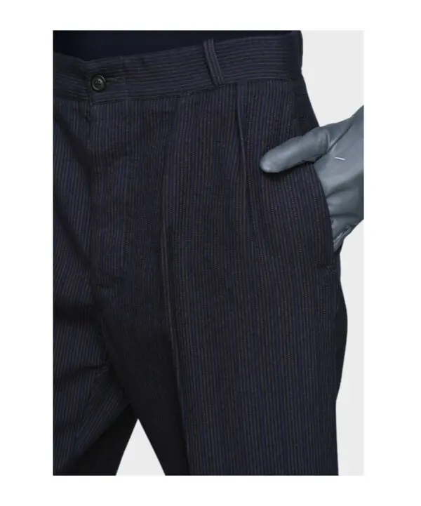 MAISON MARGIELA Pinstripe Wool Trousers - Blue