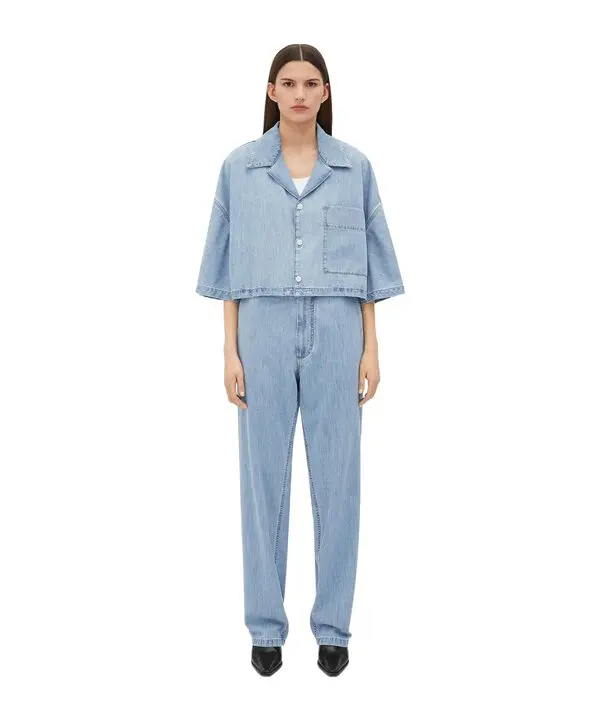 Bottega Veneta Light Bleached Denim Cropped Shirt