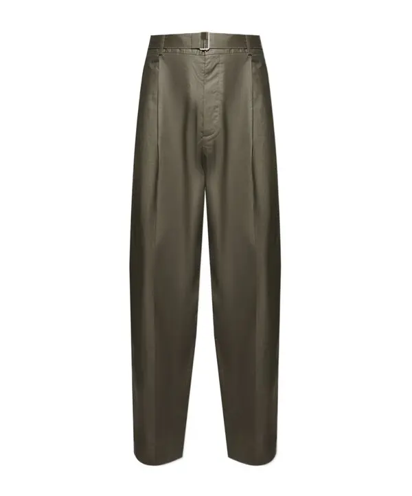 Acne Studios Belted Pleated Trousers - Dark Green