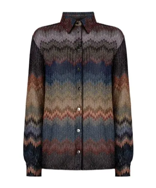Missoni Zig-zag Pattern Long Sleeve Shirt - Blue
