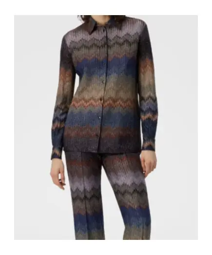 Missoni Zig-zag Pattern Long Sleeve Shirt - Blue