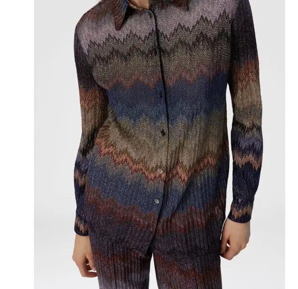 Missoni Zig-zag Pattern Long Sleeve Shirt - Blue