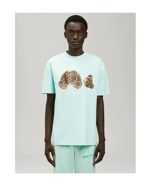 Palm Angels Leopard Bear T-shirt - Blue