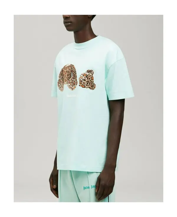 Palm Angels Leopard Bear T-shirt - Blue