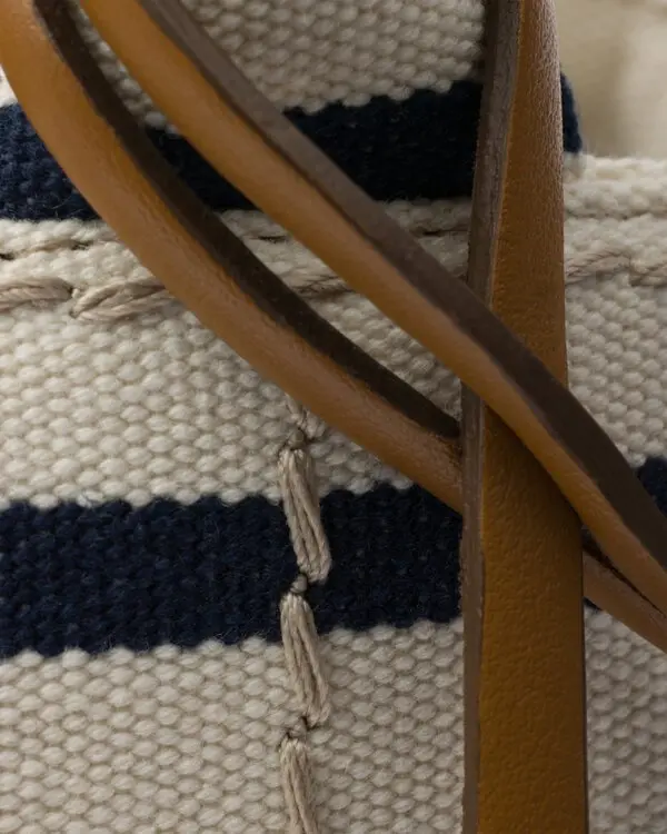 Prada Jardinière Mini Striped Cotton Canvas Bag - Nude