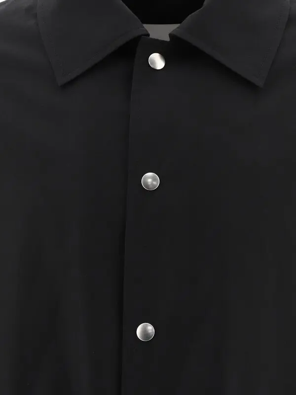 JIL SANDER Logo Print Button-up Shirt Jacket - Black