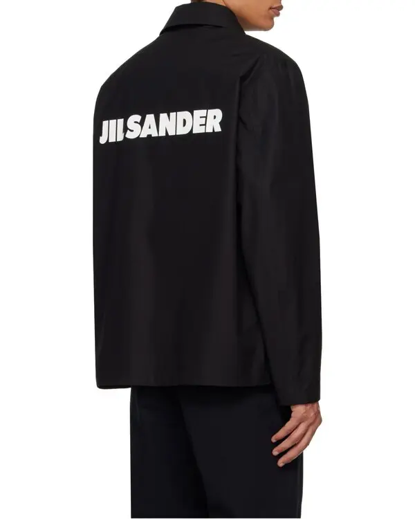 JIL SANDER Logo Print Button-up Shirt Jacket - Black