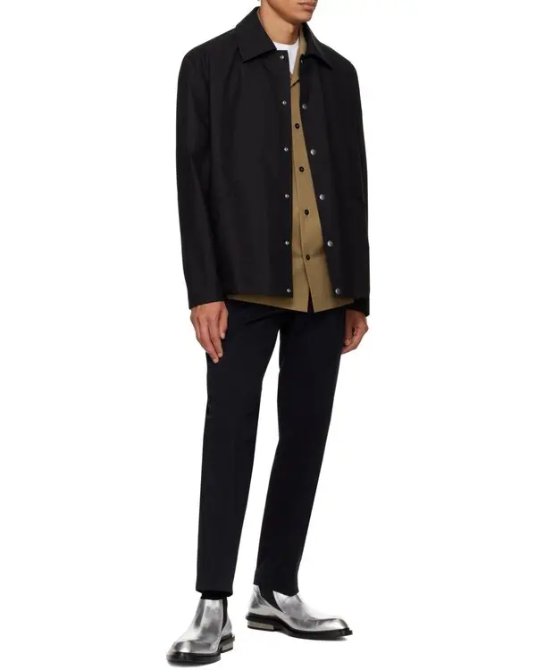 JIL SANDER Logo Print Button-up Shirt Jacket - Black