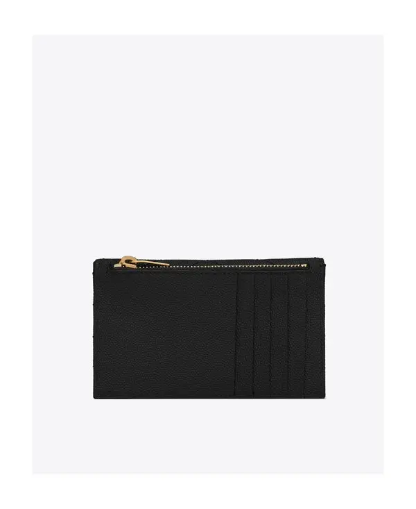 Saint Laurent Cassandre Matelassé Fragments Flap Card Case - Black
