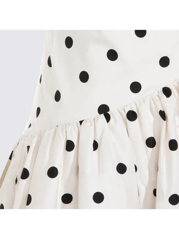 SELF-PORTRAIT Polka Dot Off-shoulder Sweetheart Midi Dress