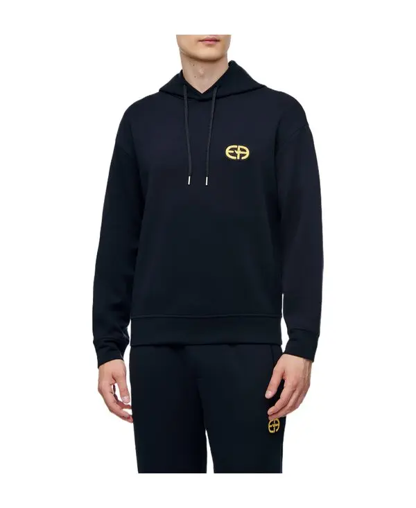 Emporio Armani Logo Long Sleeve Hoodie - Black