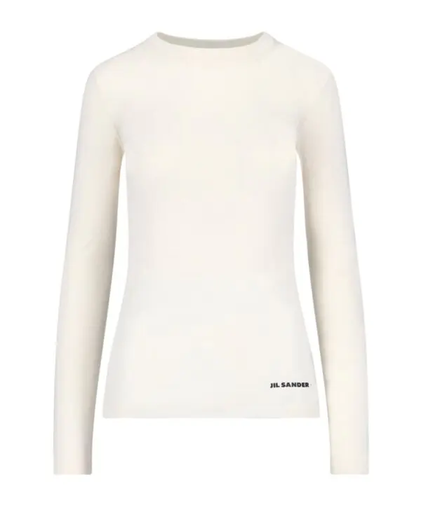 JIL SANDER Logo-printed Crewneck Long-sleeve T-shirt - White