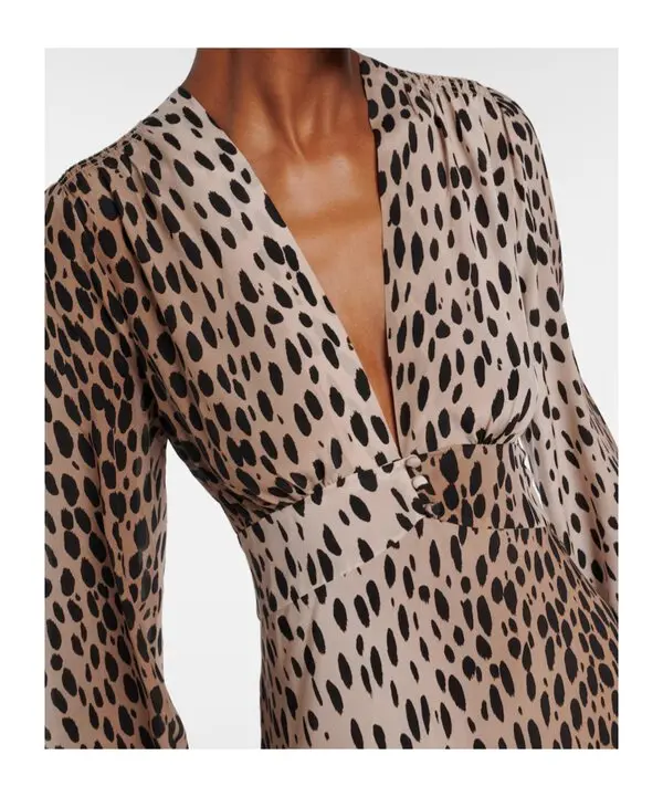 Rixo Emory Leopard Print Silk Maxi Dress - Multicolor