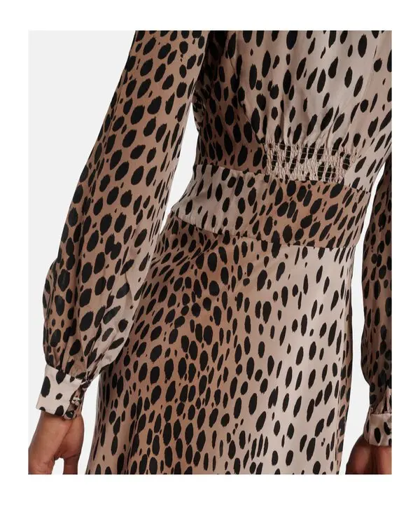 Rixo Emory Leopard Print Silk Maxi Dress - Multicolor