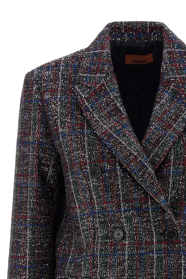 Missoni Sequin-embellished Tartan Double-breasted Blazer