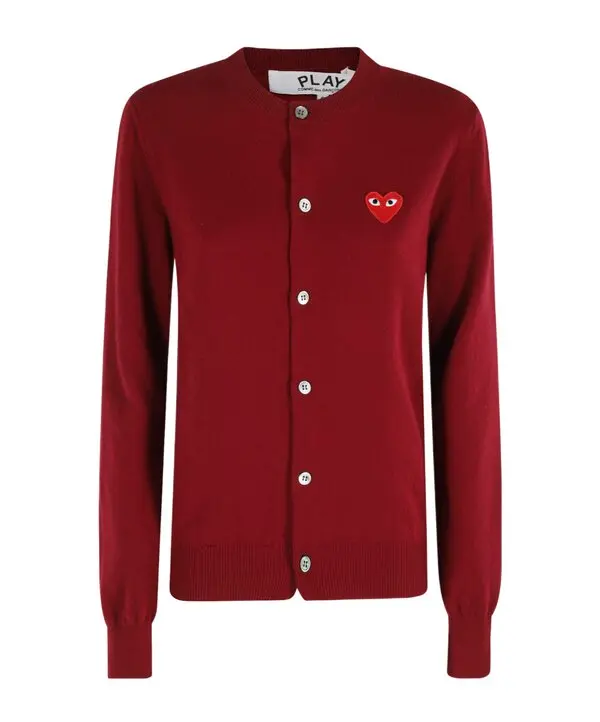 Play Comme Des Garcon Wool Cardigan - Red