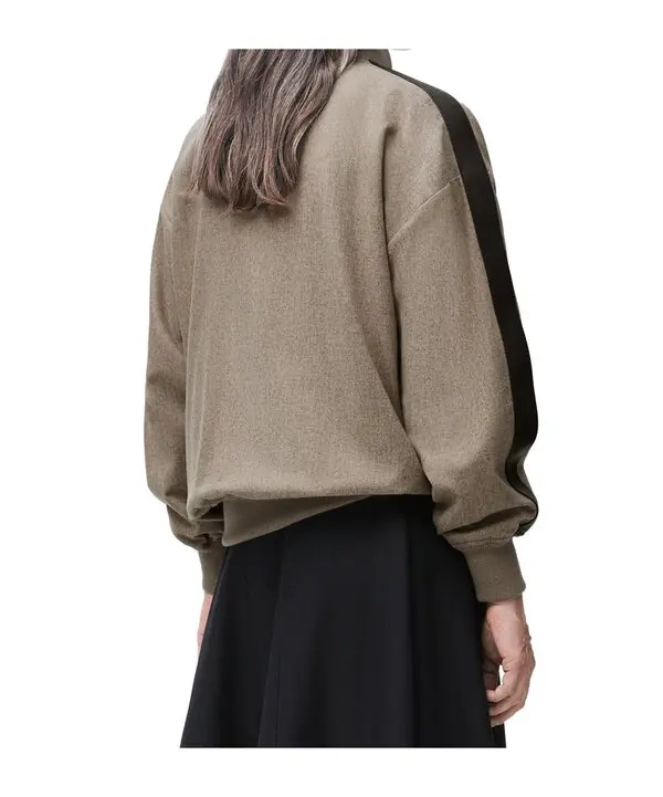 Loewe Tracksuit Jacket In Wool And Cashmere With Leather Accents