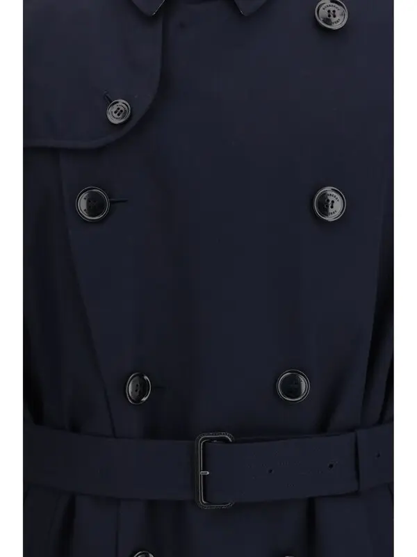 Burberry Double Breasted Belted Trench Coat - Navy