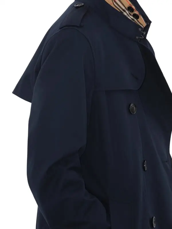 Burberry Double Breasted Belted Trench Coat - Navy