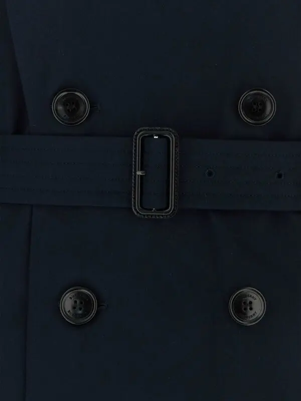 Burberry Double Breasted Belted Trench Coat - Navy