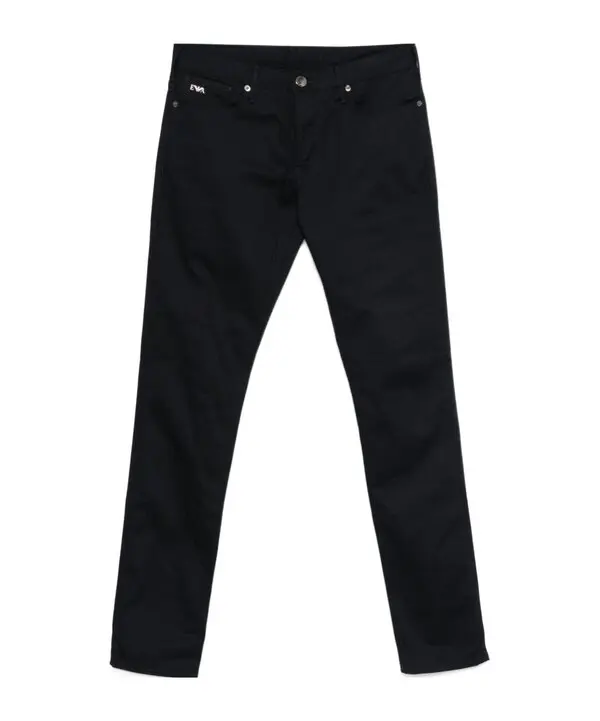 Emporio Armani Logo-plaque Slim-fit Jeans - Black