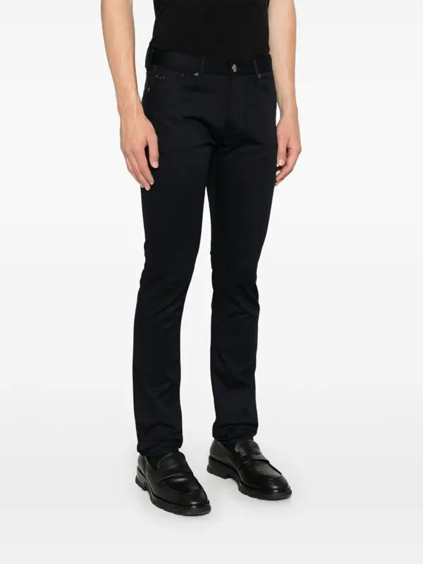 Emporio Armani Logo Plaque Slim-fit Jeans - Black