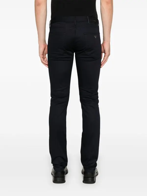Emporio Armani Logo Plaque Slim-fit Jeans - Black