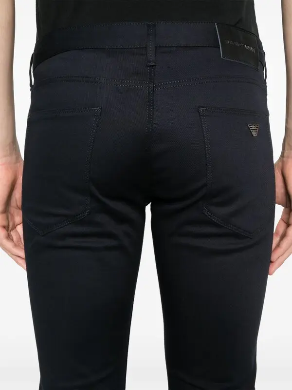 Emporio Armani Logo Plaque Slim-fit Jeans - Black