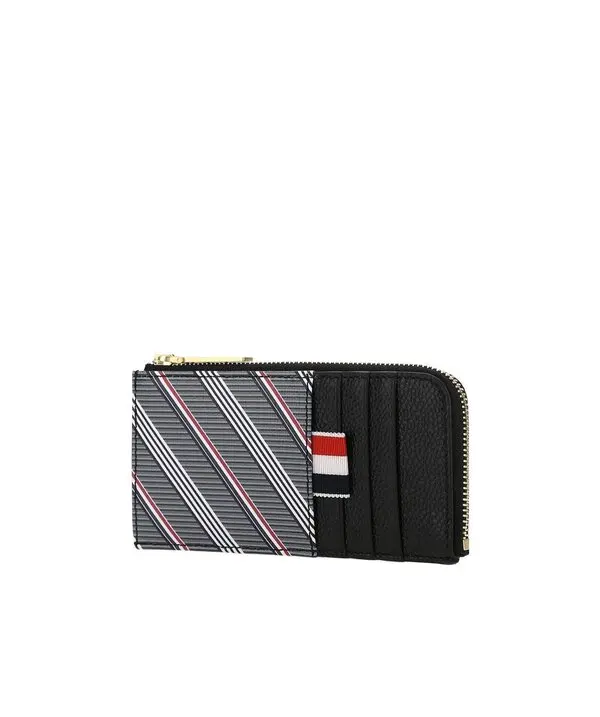 Thom Browne Striped Zipped Cardholder - Black