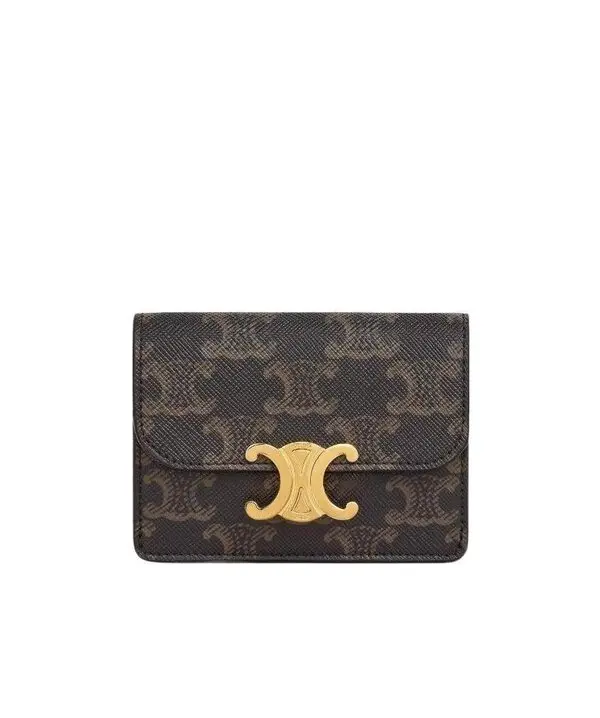 Celine Card Holder Triomphe In Triomphe Canvas - Brown