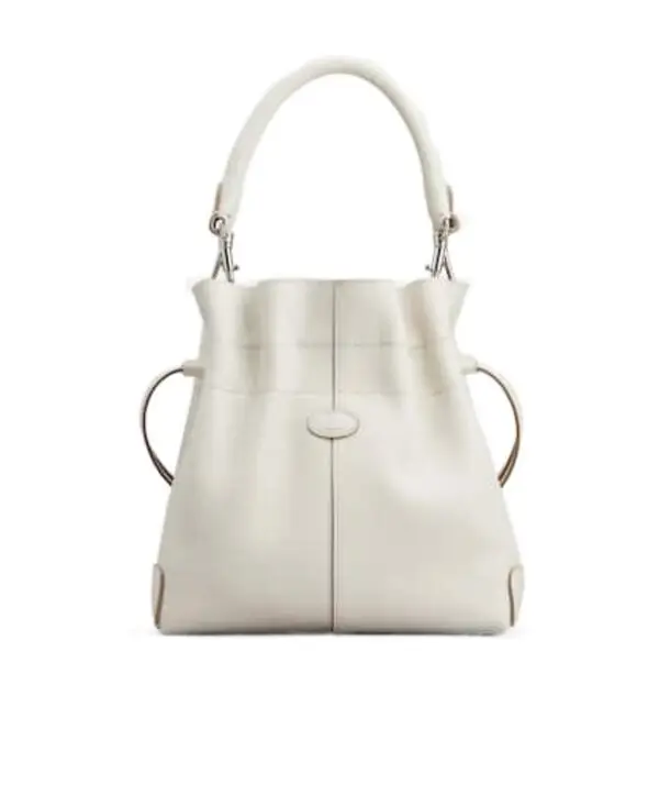TOD'S Logo-patch Leather Bucket Bag - White