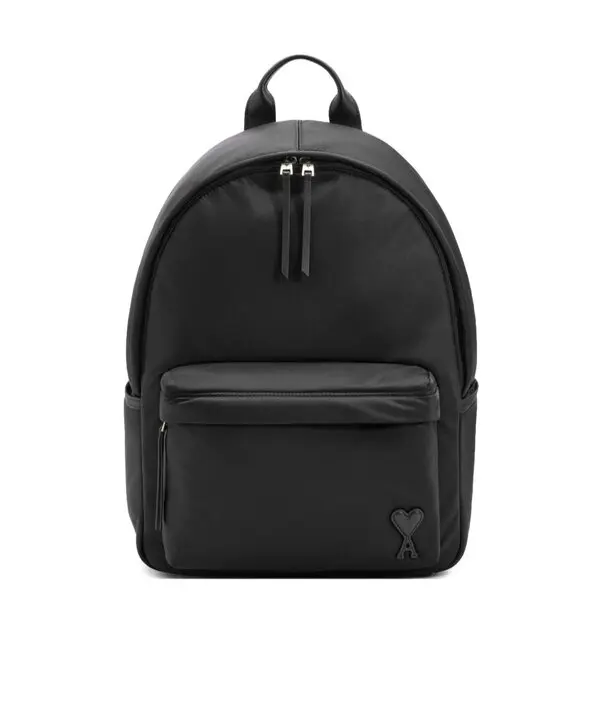 Ami Logo-detail Zip Backpack - Black
