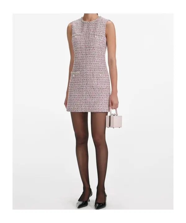 SELF-PORTRAIT Boucle Sleeveless Mini Dress