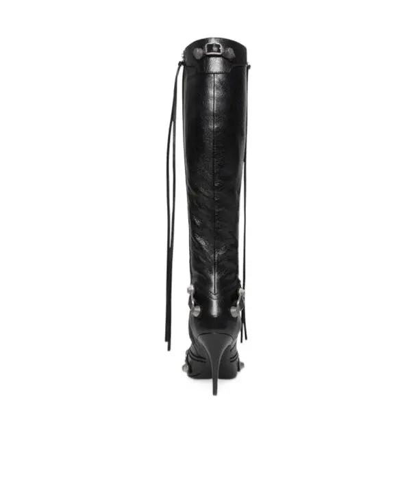 Balenciaga Cagole 90mm Pointed Toe High Heel Boots - Black