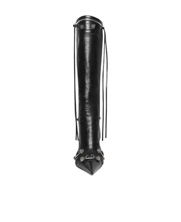 Balenciaga Cagole 90mm Pointed Toe High Heel Boots - Black