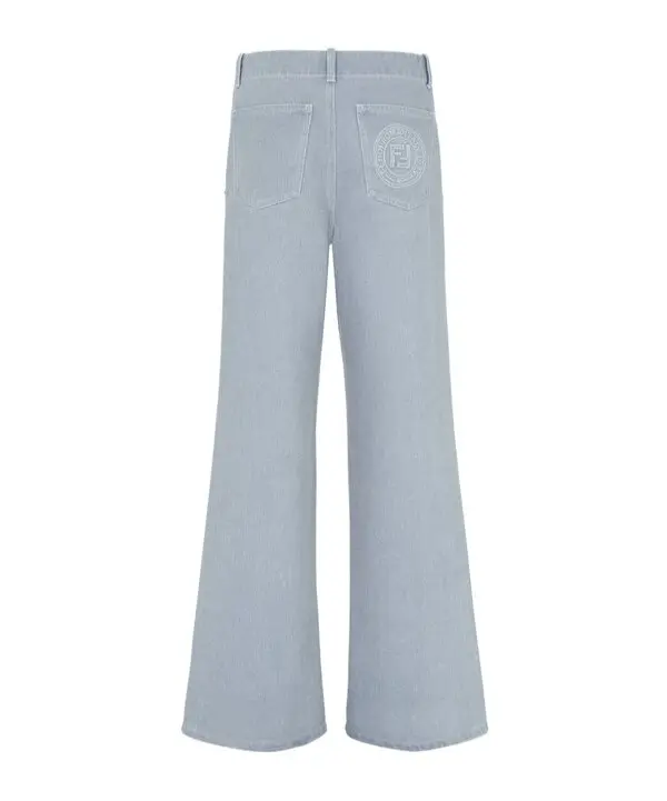 Fendi Logo Embossed Wide-leg Jeans