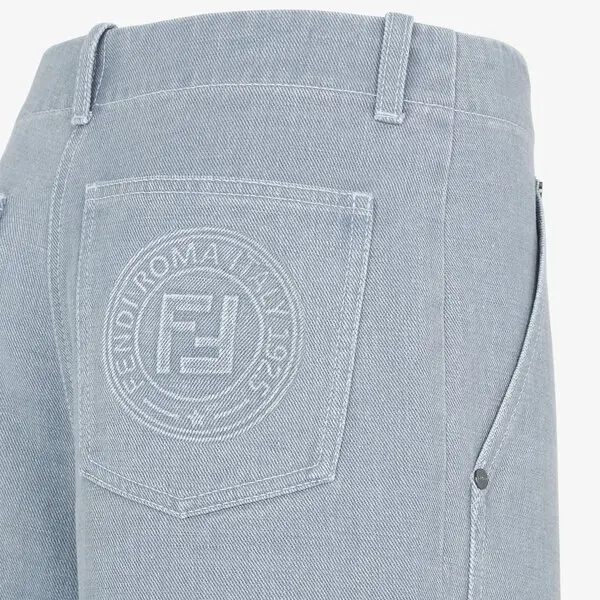 Fendi Logo Embossed Wide-leg Jeans
