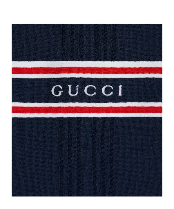 Gucci Belted Button-up Cardigan With Enamel Buttons - Dark Blue