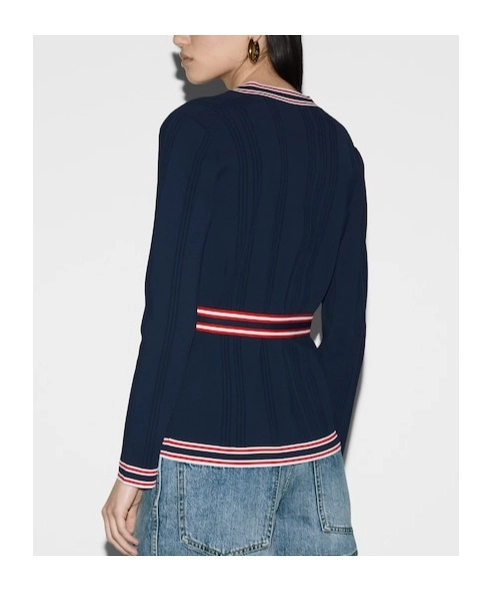 Gucci Belted Button-up Cardigan With Enamel Buttons - Dark Blue