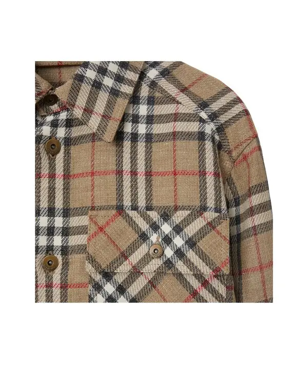 Burberry Long Sleeved Checked Buttoned Shirt - Nut