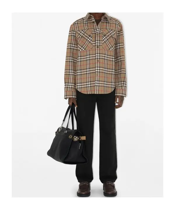 Burberry Long Sleeved Checked Buttoned Shirt - Nut