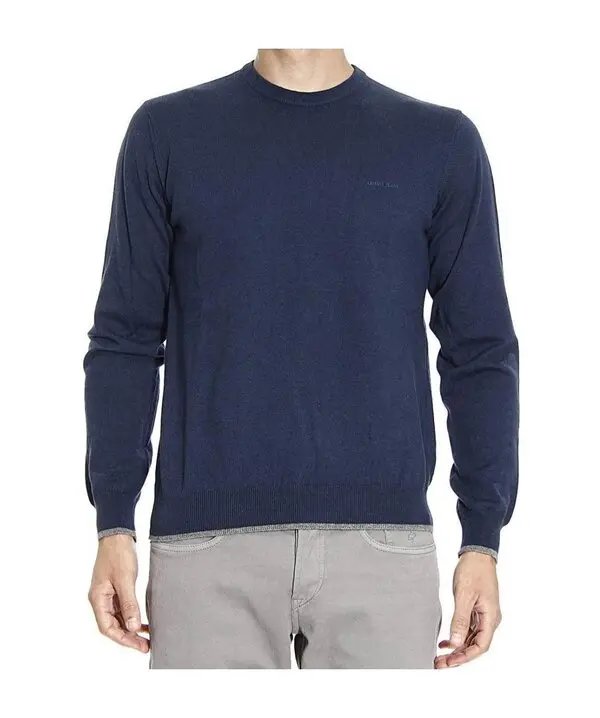 Emporio Armani Round-necked Logo Pullover - Blue